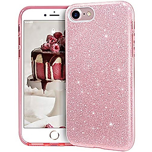 MATEPROX iPhone Se 2022 case,iPhone SE 2020 case,iPhone 8 case,iPhone 7 Glitter Bling Sparkle Cute Girls Women Protective Case for 4.7" iPhone 7/8/SE (Pink)