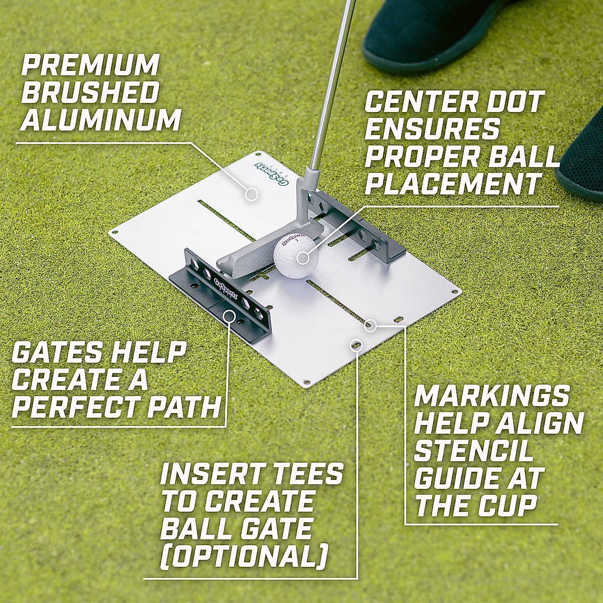 GoSports Golf Putting Alignment Stencil and Gate Set - Versatile Putting Aid for 10+ Drills