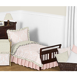 Sweet Jojo Designs Damask Heart Girl Fitted Crib Sheet Baby or Toddler Bed Nursery Photo Op - Blush Pink, Gold and White Polka Dot Amelia Collection