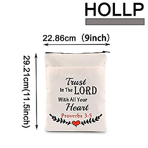 HOLLP Bible Verse Gift Religious Faith Book Cover Trust in The Lord with All Your Heart Proverbs 3:5 Waterproof Zipper Pouch Christmas Birthday Book Sleeve (Proverbs 3:5)