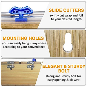 YoBa Bamboo Ziplock Bag Organizer for Drawer with Plastic Wrap Dispenser, Compatible with Gallon, Quart, Sandwich, Snack and Aluminum Foil Roll