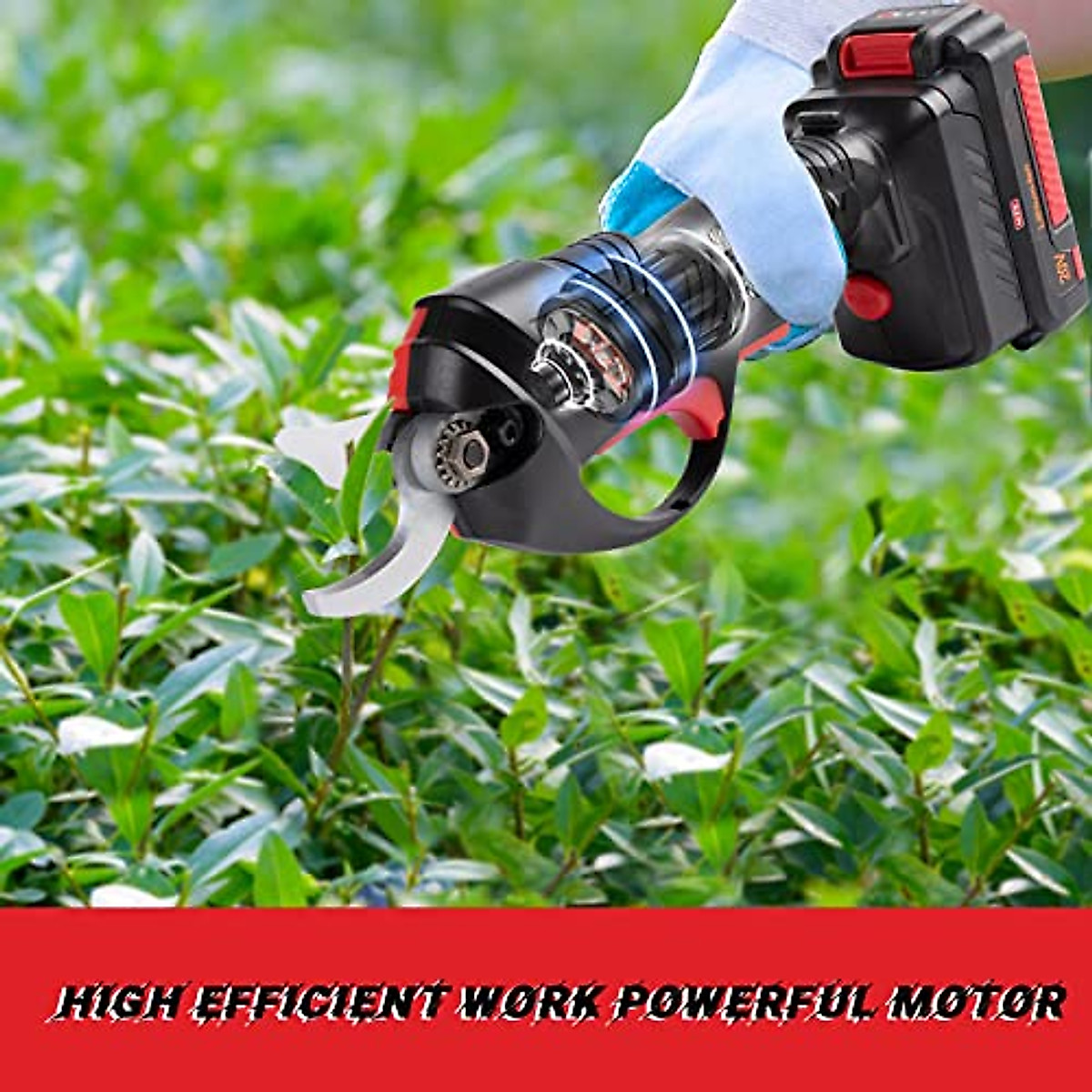 MZK Professional Cordless Electric Pruning Shears Battery Powered, Tree Pruner with Rechargeable Battery， 30mm [1.2inch] Cutting diammeter