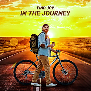 5Seconds Hybrid Bicycle Paramount 100 | Mountain Bike for Men, Women | 21-Speed, Lightweight Aluminum Alloy Frame, Adult Bike with Trigger Shifters and Mechanical Disc Brakes (Black)