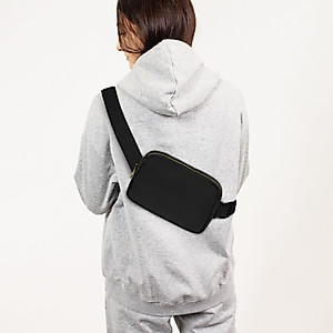 Frenou Fanny Pack For Women and Men Belt Bag Fashion Gift Waist Pack With Adjustable Strap For Travel Running Hiking Walking Black