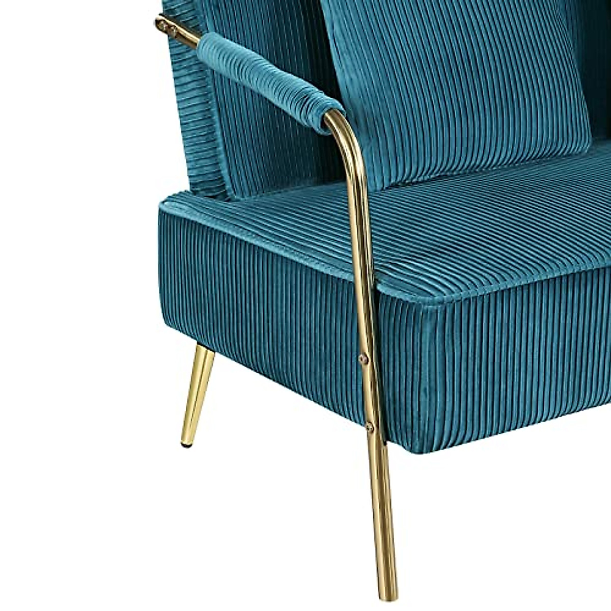 Homtique Loveseat Sofa Couch, Mid-Century Modern Velvet Love Seat Pleated Upholstered with 2 Pillows and Metal Legs, 56" Small Couches for Small Spaces Living Room, Bedroom (Teal)