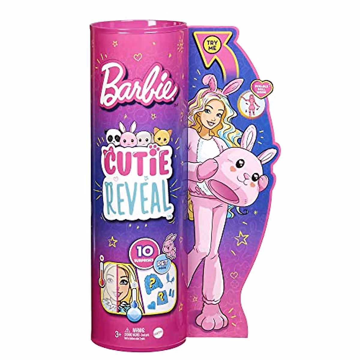 Barbie Cutie Reveal Doll, Bunny Plush Costume, 10 Surprises Including Mini Pet & Color Change