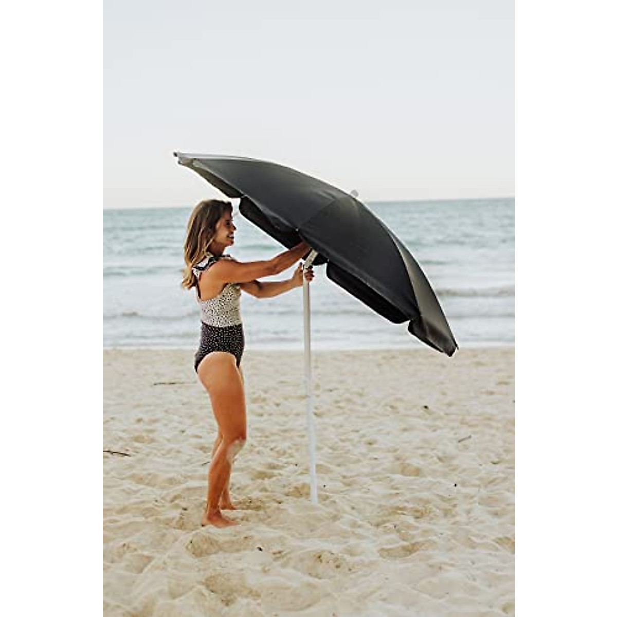 ONIVA - a Picnic Time Brand Outdoor Canopy Sunshade Beach Umbrella 5.5' - Small Patio Umbrella - Beach Chair Umbrella, (Black)