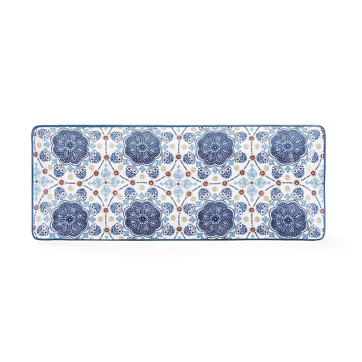 Bico Blue Talavera Ceramic 14 inch Rectangular Serving Platter, Set of 2, for Serving Salad, Pasta, Cheese, Ham, Appetizer, Microwave & Dishwasher Safe