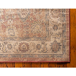 Unique Loom Utopia Collection Traditional Classic Vintage Inspired Area Rug with Warm Hues, 8' x 10' Rectangle, Terracotta/Blue