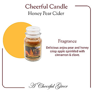 A Cheerful Giver - Honey Pear Cider Scented Glass Jar Candle (24 oz) with Lid & True to Life Fragrance Made in USA