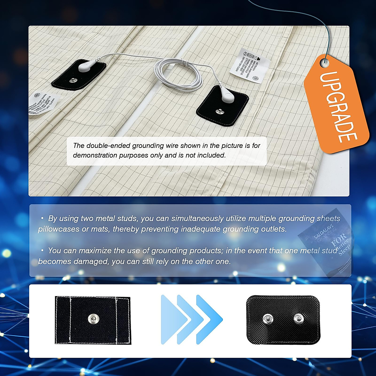 Grounding Pillowcase Queen Conductive Grounding Pillow Cases Organic Cotton Grounding Sheets with 15ft Grounding Cord for Better Sleep Pain Relief Improve Energy (20X30in) 1PC