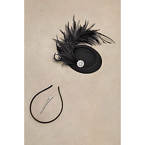 BABEYOND Fascinator Hat for Women Tea Party Kentucky Derby Fascinator Hat Pillbox Hat Peacock Feather Fascinator (Black)