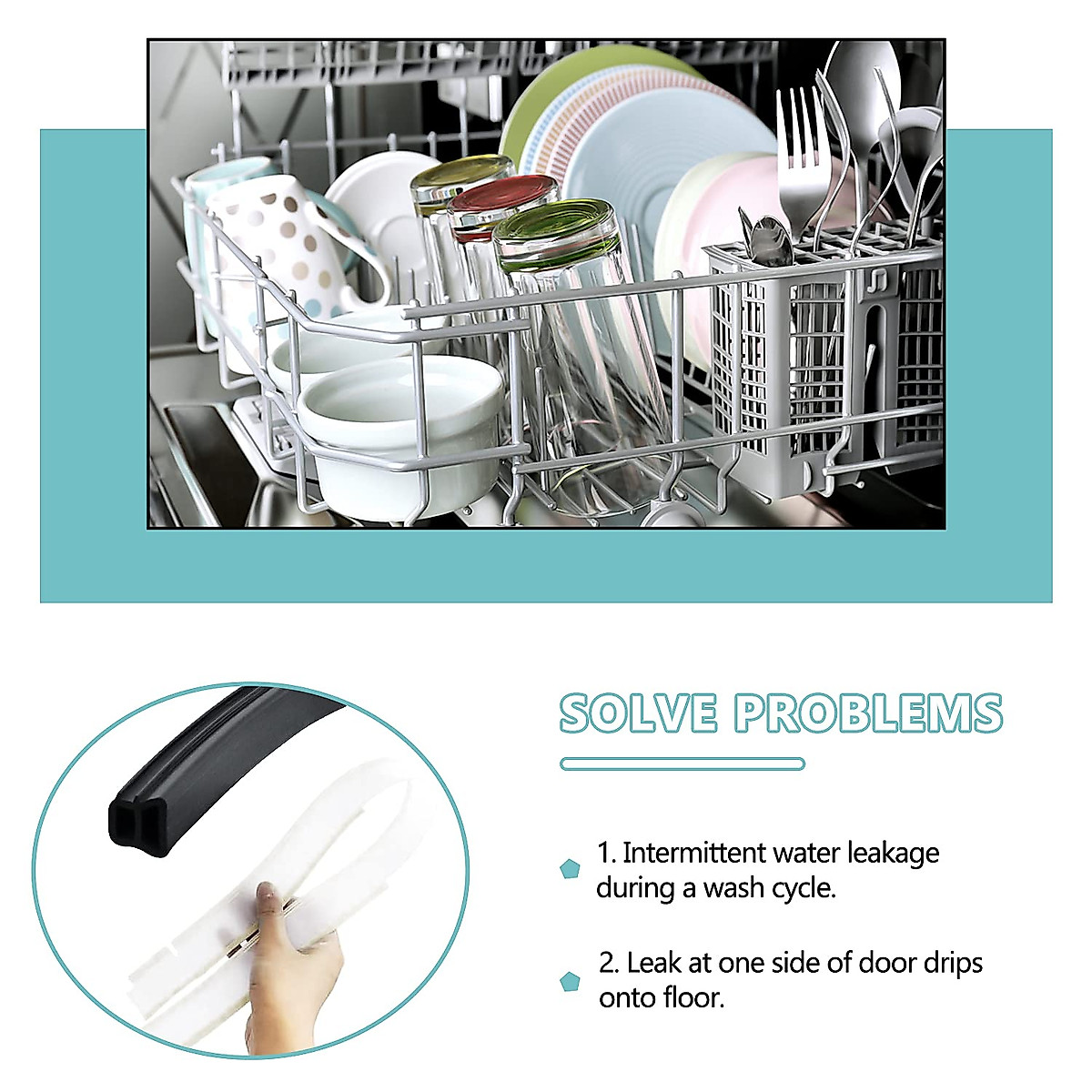 154827601 Dishwasher Door Seal 809006501 Lower Seal 154701001 Splash Shield Kit Compatible with Frigidaire Kenmore Replace AP5690109 PS8260227 154845301 154211801 by Cenipar