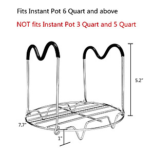Trivet with Silicone Handles for Instant Pot 6 Qt 8 Qt, Alamic Instant Pot Trivet with Heat Resistant Silicone Handles, Steamer Rack Trivet for Electric Pressure Cookers 6 Qt 8 Qt