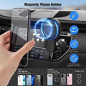 Car Mount for MagSafe,Magnetic Phone Car Mount 20 N52 Strong Magnets,Car Phone Holder with 2 Magnetic Plates,Magnet Phone Holder for iPhone14 13 12 Pro Max Plus,Phone Holder Car Accessories