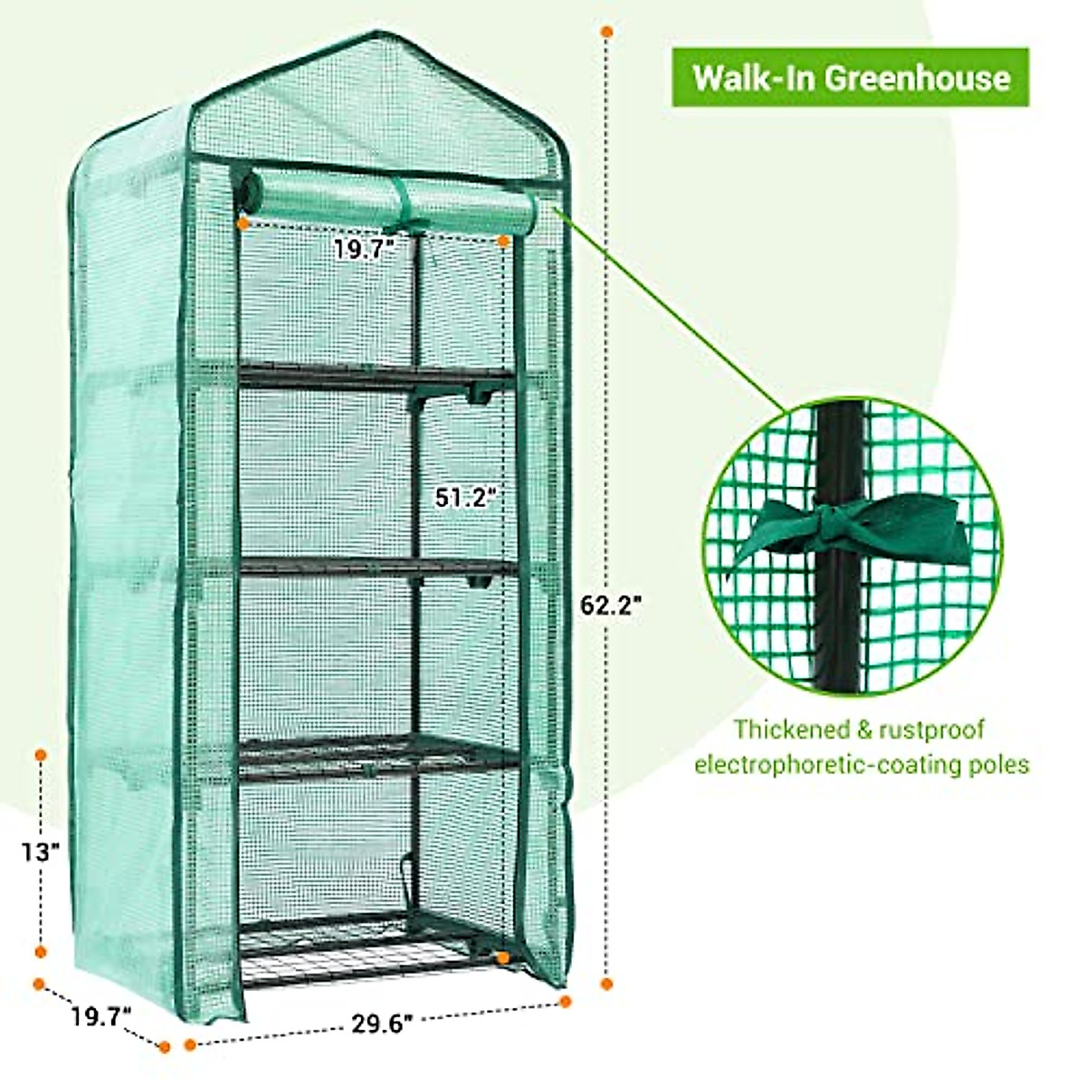 Ohuhu Mini Greenhouse for Indoor Outdoor, Small Plastic Plant Green House 4-Tier Rack Stand Portable Greenhouses with Durable PE Cover for Seedling, 2.5x1.6x5.2 FT, Ideal Gardening Gifts for Women Men