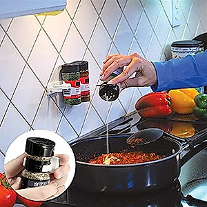 Plastic Kitchen Spice Rack Organizer 20 Spice Gripper Clip Strips Cabinet Door for Spice Containers - 4 Strips, Holds 20 Jars