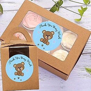 Blue Tedd Bear Stickers 2" Thank You Beary Much Labels-250 Pcs Teddy Bear Thank You Sticker Labels Boy Baby Shower Favors Labels Birthday Party Favor Labels with Balloon for Gift Bags Seal Sticker