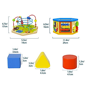 TOP BRIGHT Wooden Activity Cube, Educational Toys for 1 One Year Old Girls and Boys, Baby Girl First Birthday Gifts