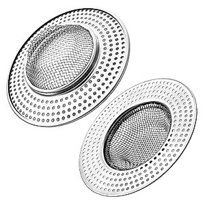 2pcs Heavy Duty Stainless Steel Slop Basket Filter Trap,3.54" Top / 1.65" Mesh Metal Sink Strainer,Perfect for Kitchen Sink/Bathroom Bathtub Wash Basin Floor Drain Balcony Drain Hole,Utility