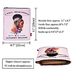 A Well-Read Woman is A Dangerous Creature Book Sleeve, Book Sleeves with Zipper, Book Covers for Paperback, 11 X 8.5 Inch, Book Lovers Gifts
