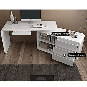 XBWEI Office Desk Computer Desk Swivel Angle Multifunctional Desk White Office Furniture