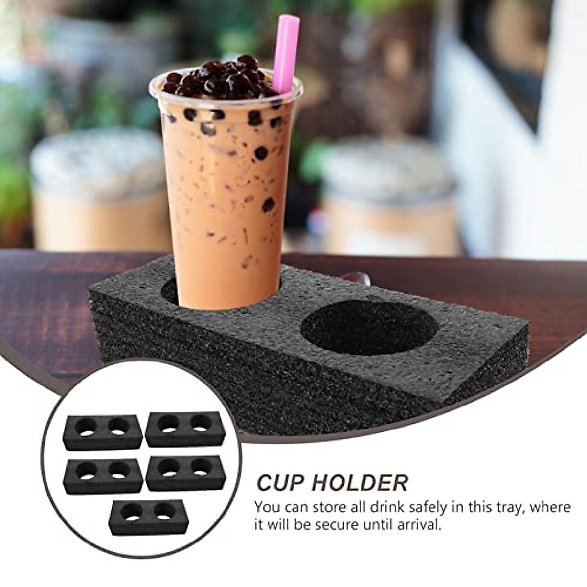 Happyyami 5 Pcs Pearl Cotton Cup Holder Glass Coffee Cups Car Coffee Mug Food Trays Disposable 2 Cups Foam Take Out Cup Holder Coffee Cup Stand Convenient Cup Holder Cup Tray Packing Trays