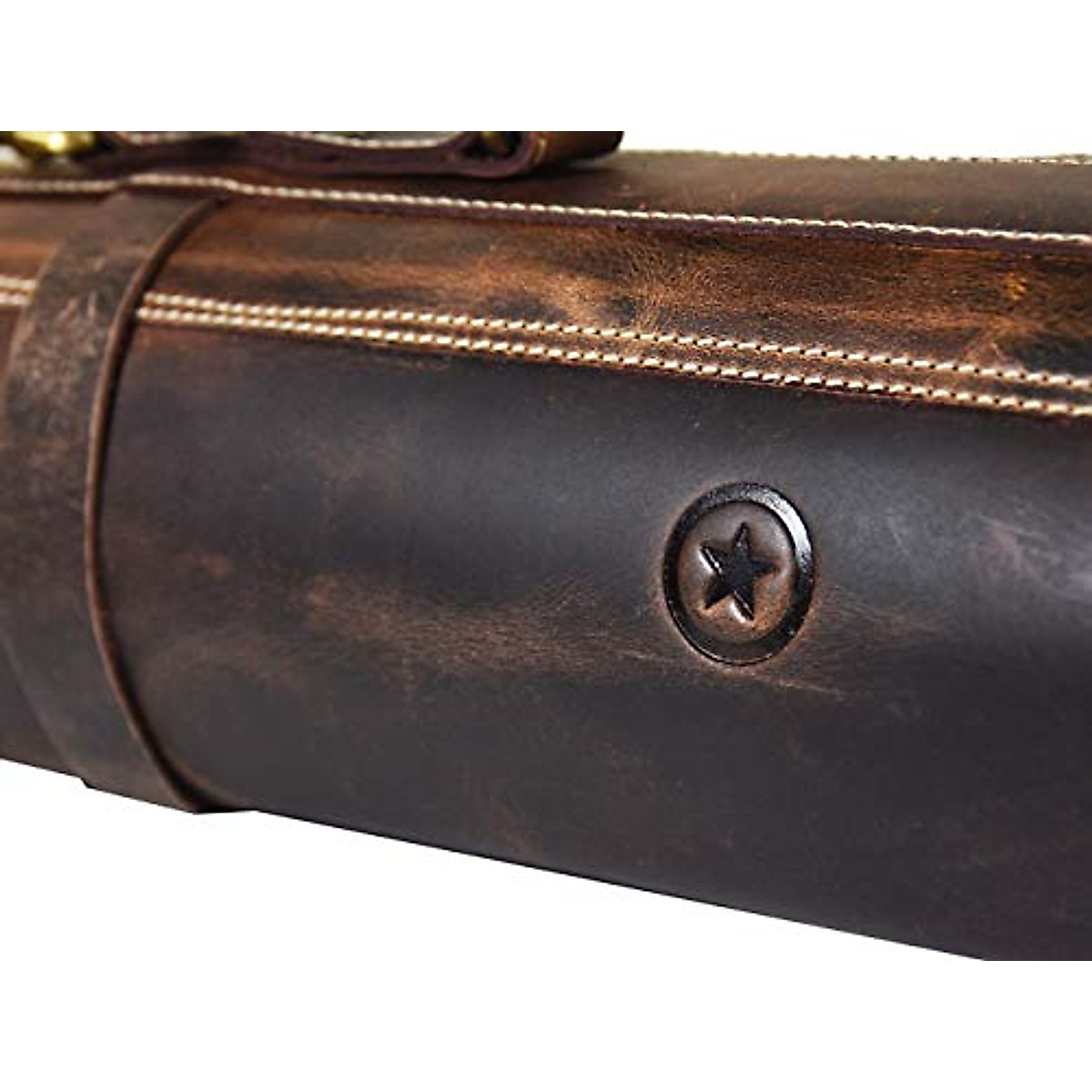 Leather Knife Roll Storage Bag, Elastic and Expandable 10 Pockets, Adjustable/Detachable Shoulder Strap, Travel-Friendly Chef Knife Case (Dark Brown, Leather)