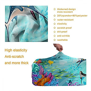 Wondertify Fish Coral Reefs Travel Suitcase Protector Sea Diversity Habitats Washable Elastic Luggage Cover With Concealed Zipper Fits 18-21 Inch Blue Red