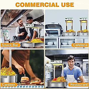 PYY French Fry Warmer Food Warmer Fries Countertop Food Heat Lamp for Chips Commercial Heat Light Free-Standing Warming Dump Station Churros Fried Food (Silver)