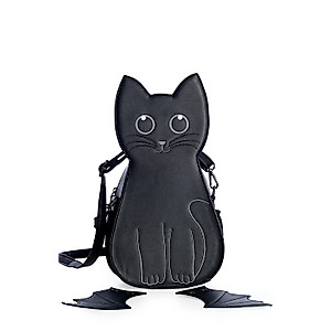 Lost Queen Women's Wendigo Bag Convertible Backpack Cute Black Cat Bat Crossbody Purse
