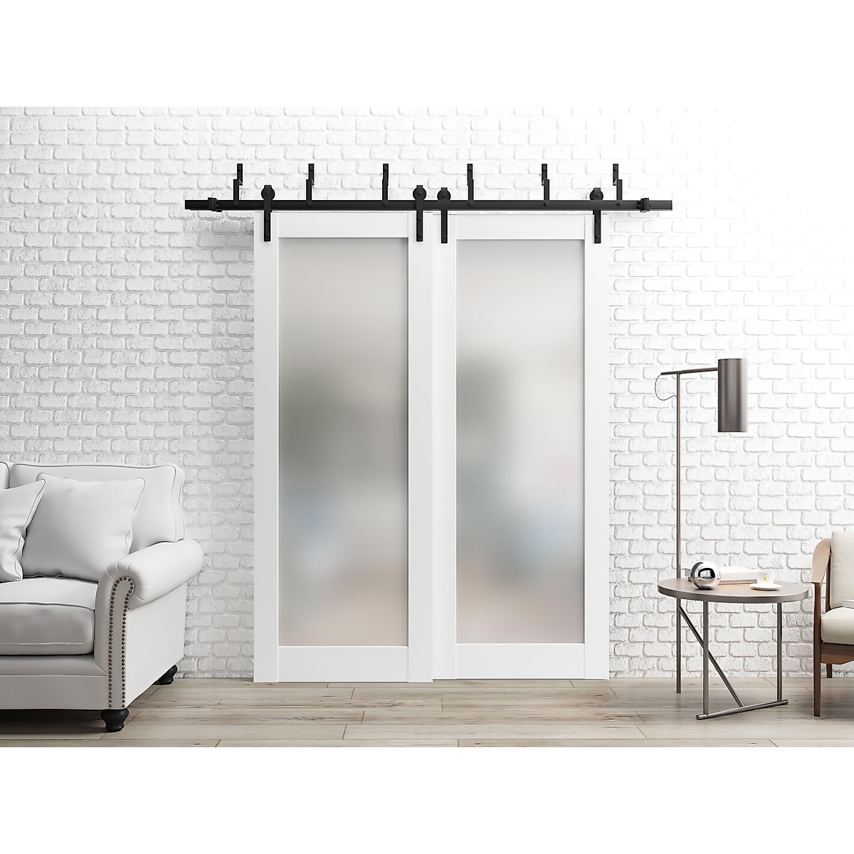 SARTODOORS Frosted Lite Glass Door Panel Slab 32 x 80 | Planum 2102 White Silk | Use as Barn Pocket Sliding Closet | Solid Wood Core Interior Door