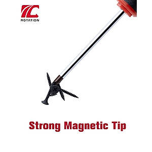 ROTATION 8-Piece Magnetic Screwdrivers Set with red tip, 4 Phillips and 4 Slotted Tips, Professional Cushion Grip Screwdriver Set with High Torque