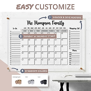 Personalized Custom Ultra Clear Acrylic Calendar for Wall Monthly Family Dry Erase Large Monthly Planner Board Premium Plexiglass Modern Design Guardmate USA