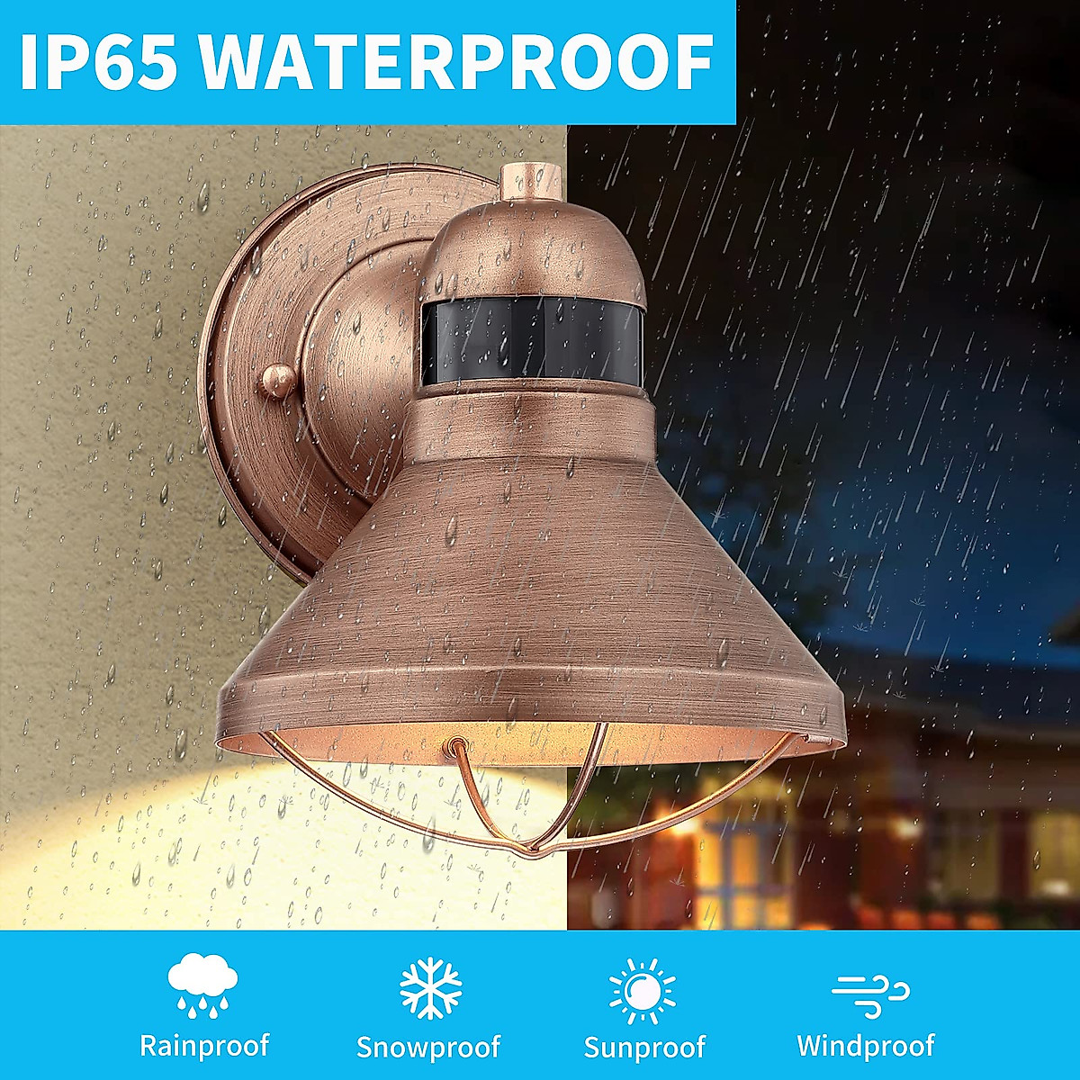 LONEDRUID Motion Sensor Outdoor LED Barn Light Dusk to Dawn Exterior Wall Lantern Waterproof Outside Sconce Lighting Fixtures Farmhouse Wall Mount Porch Lamp for House Garage Patio