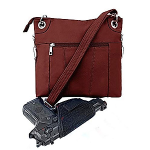 Concealed Carry Gun Purse - Twist Lock Pocket Crossbody Bag by Roma Leathers (Red)