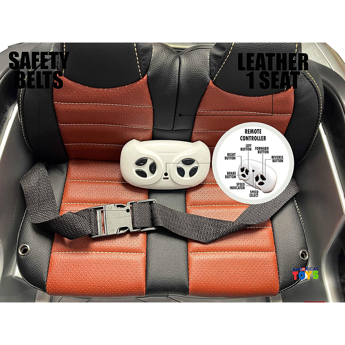 Americas Toys Kids Car with Remote Control, Mp4 Touch Screen, LED Wheels, Leather Seat – Electric Car for Kid to Drive, Open Trunk, Pull Handle, Compatible with Mercedes Benz Painted Silver