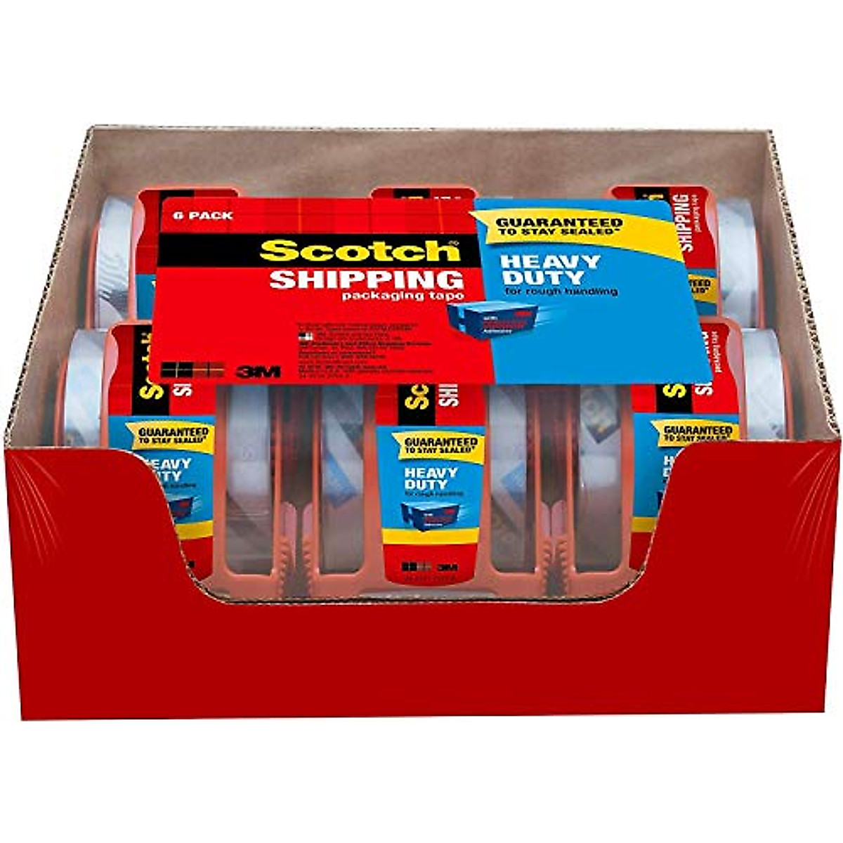 Scotch Tape Heavy Duty Shipping Packaging Tape, 1.88 Inches x 800 Inches, 1.5" Core, Clear, Great for Packing, Shipping & Moving, Rolls with Dispenser (142-6) (2 Pack), 12 Rolls (548415484564864)