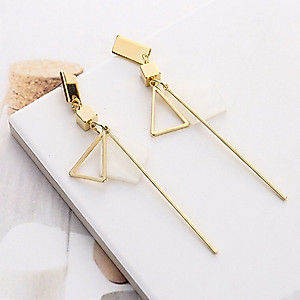 Geometric Triangle Earring Metal Simple Drop Dangle Earring Plating Gold Black Bohemian Dangling Costume Earring For Women Bar Party Fashion Jewelry (Cube)