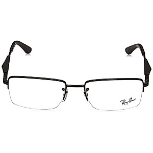 Ray-Ban RX6285 Rectangular Prescription Eyeglass Frames, Matte Black/Demo Lens, 53 mm