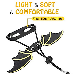 Pawaboo Adjustable Bearded Dragon Harness and Leash, 3 Size Leather Reptile Leash Outdoor Harness Leash with Bat Wings for Lizard Reptiles Amphibians Small Pet, Small/Medium/Large, Black+Gold