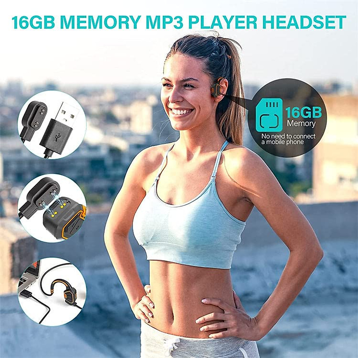 ip68 Waterproof Swimming mp3 binaural Hook Aftershock Bluetooth Open-Ear Wireless Bone Conduction Headphones in-Ear Headphones