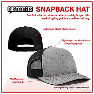 Imperial Officer - Cotton Snapback Hat - Breathable Mesh Side for Casual Wear & Outdoor Activities - Baseball Cap Women and Men (Heather Front/Black Mesh)