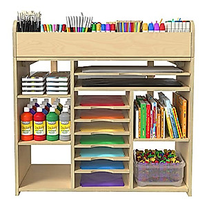 GDLF Kids Art Table and Chairs Set Craft Table with Large Storage Desk and Portable Art Supply Organizer for Children Ages 8-12, 47" L x 30" W