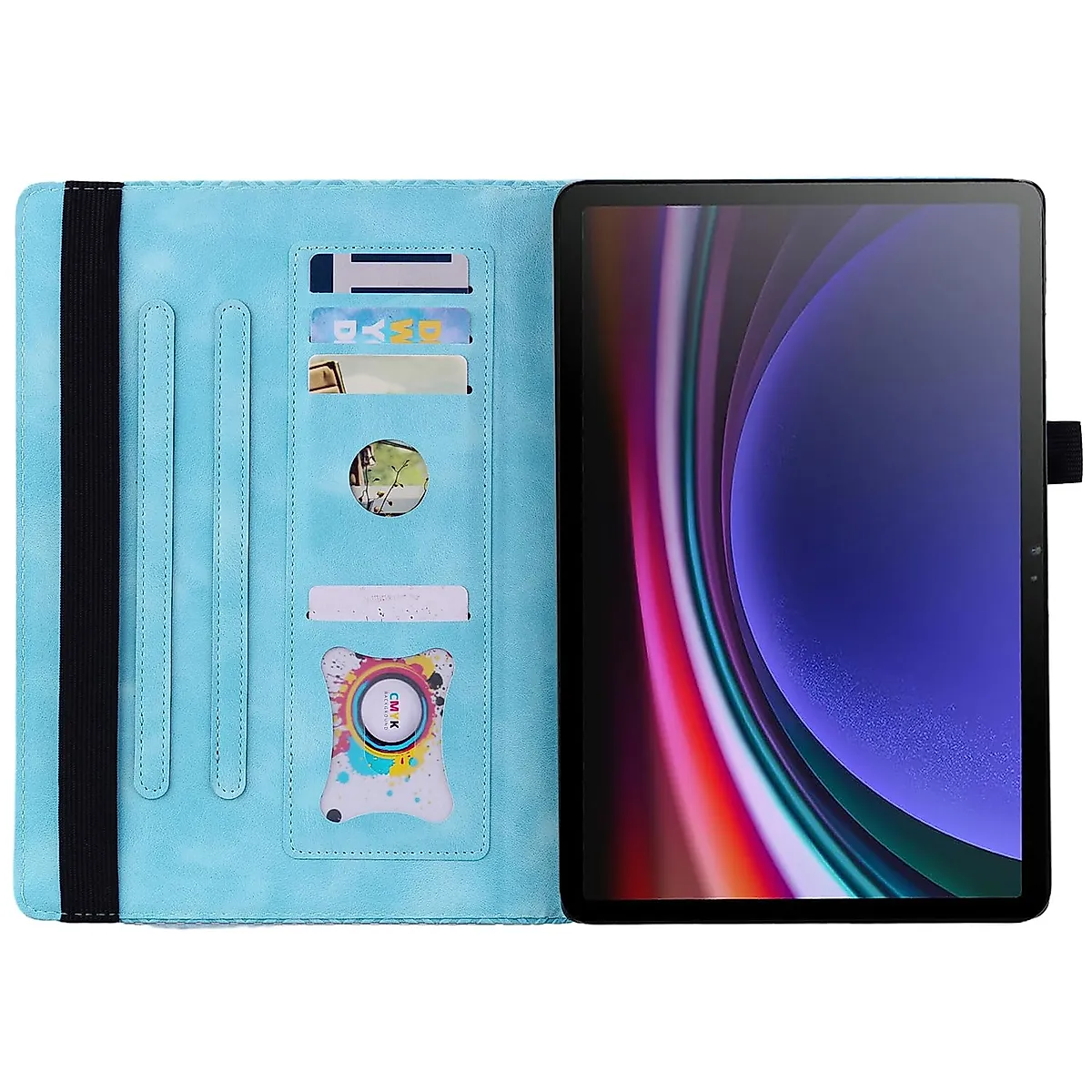 Rosbtib Case Compatible with Samsung Galaxy Tab S9/S8/S7 Cover, Premium PU Leather Folio Cover with Mandala Embossed Design for Galaxy Tab S9/S8/S7 - Blue