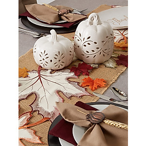DII Fall Table Decorations Indoor Décor, Thanksgiving, Table Runner, 14x108, Embroidered Cut Work Leaves