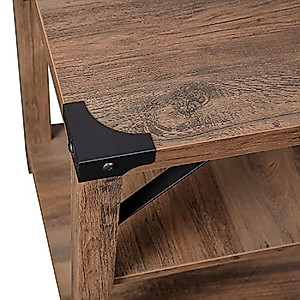 Flash Furniture Wyatt Modern Farmhouse 3 Tier Side Table - Rustic Oak Engineered Wood Frame - Black Metal Crisscross Side Braces and Corner Accents