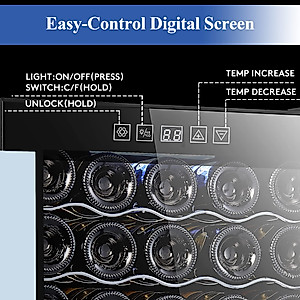 Vaykold Wine Refrigerator 19 Bottle Wine Cooler, Beverage Refrigerator Quiet Operation & LED Light Mini Fridge Glass Door, Wine Cellar for Beer, Red, White, Champagne or Sparkling Wine - Blue&gray