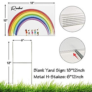 Blank Yard Signs With Stakes, 2 Pack 18 x 12 Inches White Plastic Yard Lawn Sign For Happy Birthday,Garage Sale Signs, Rent, Guidepost Decorations, Blank Lawn Signs With Stakes