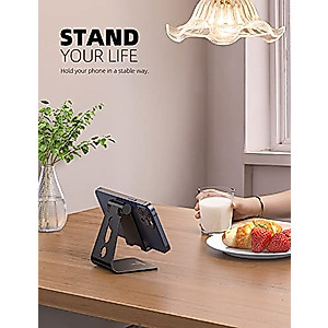 Adjustable Cell Phone Stand, Lamicall Desk Phone Holder, Cradle, Dock, Compatible with iPhone 14, Plus, Pro, Pro Max, 13 12 X XS,4-8" Phones, Office Accessories, All Android Smartphone, Black